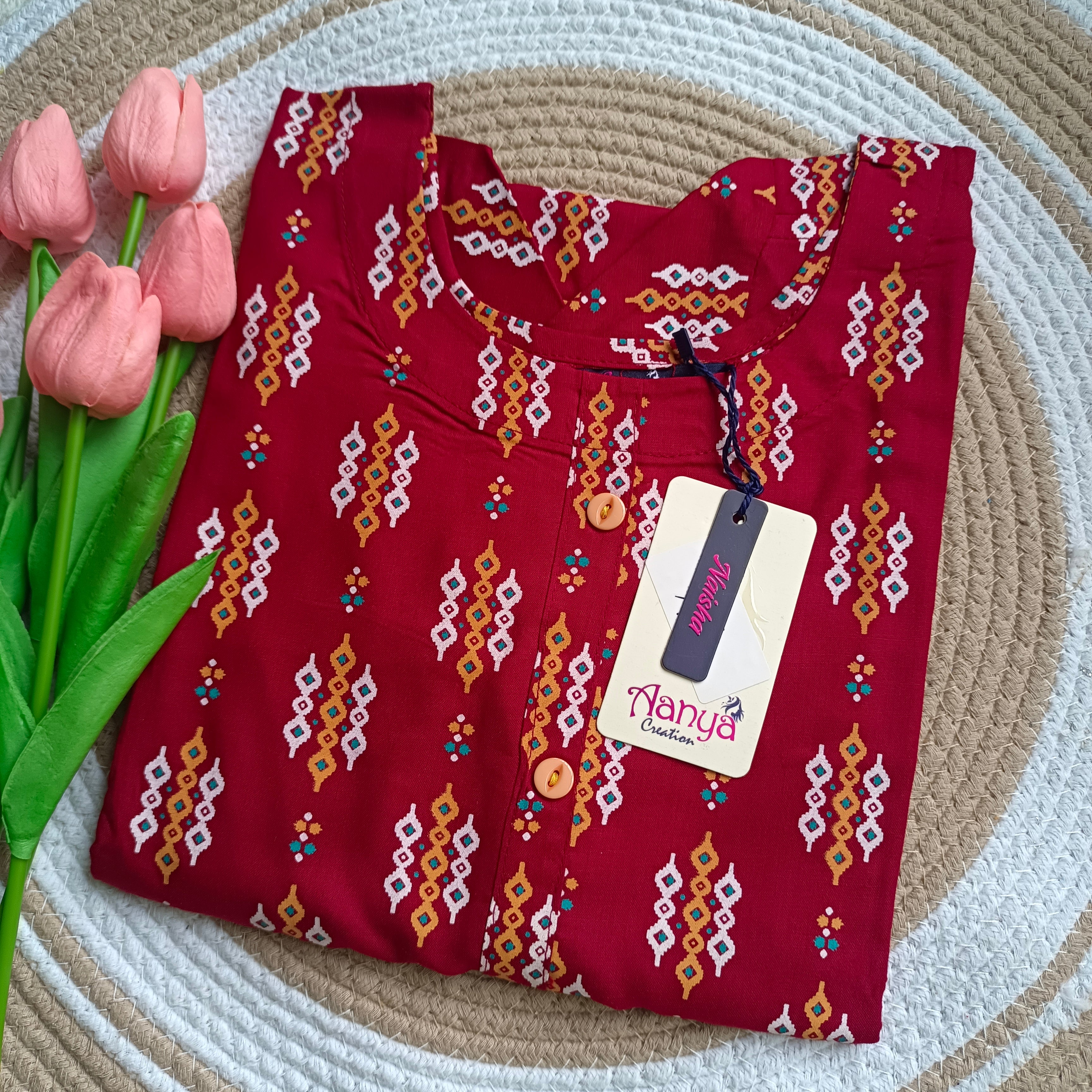 Aanya Side Open Kurti – Nylaa Crafts