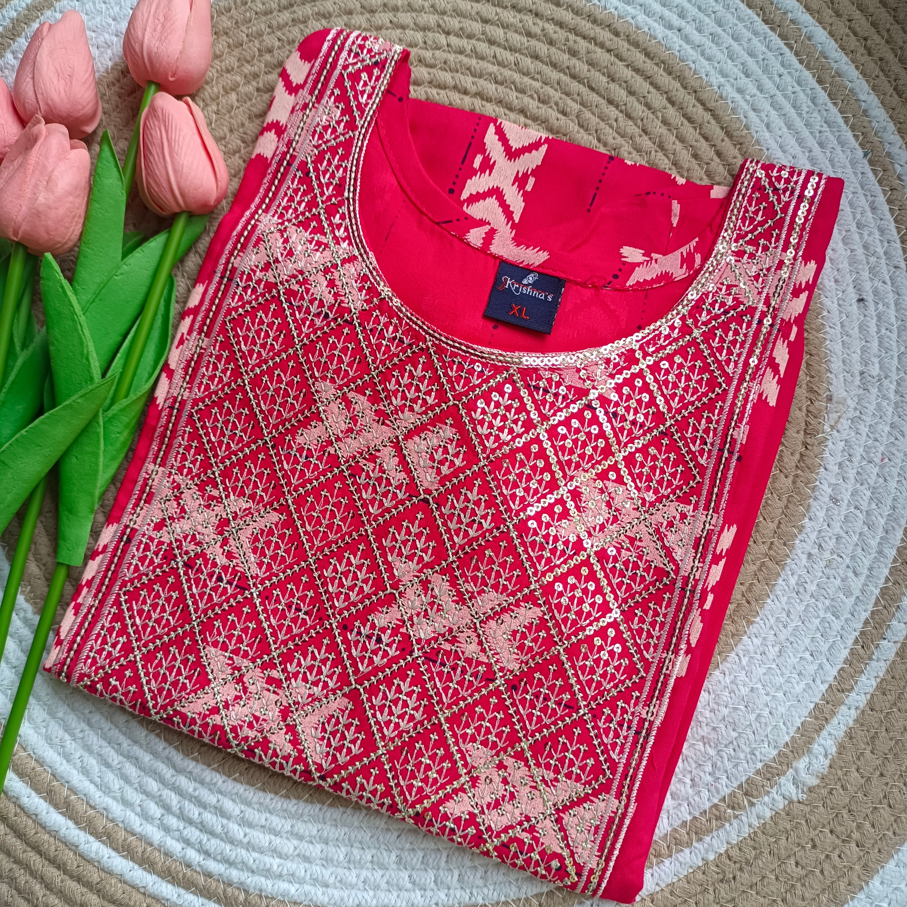 Krishna Side Open Kurti (XL) – Nylaa Crafts